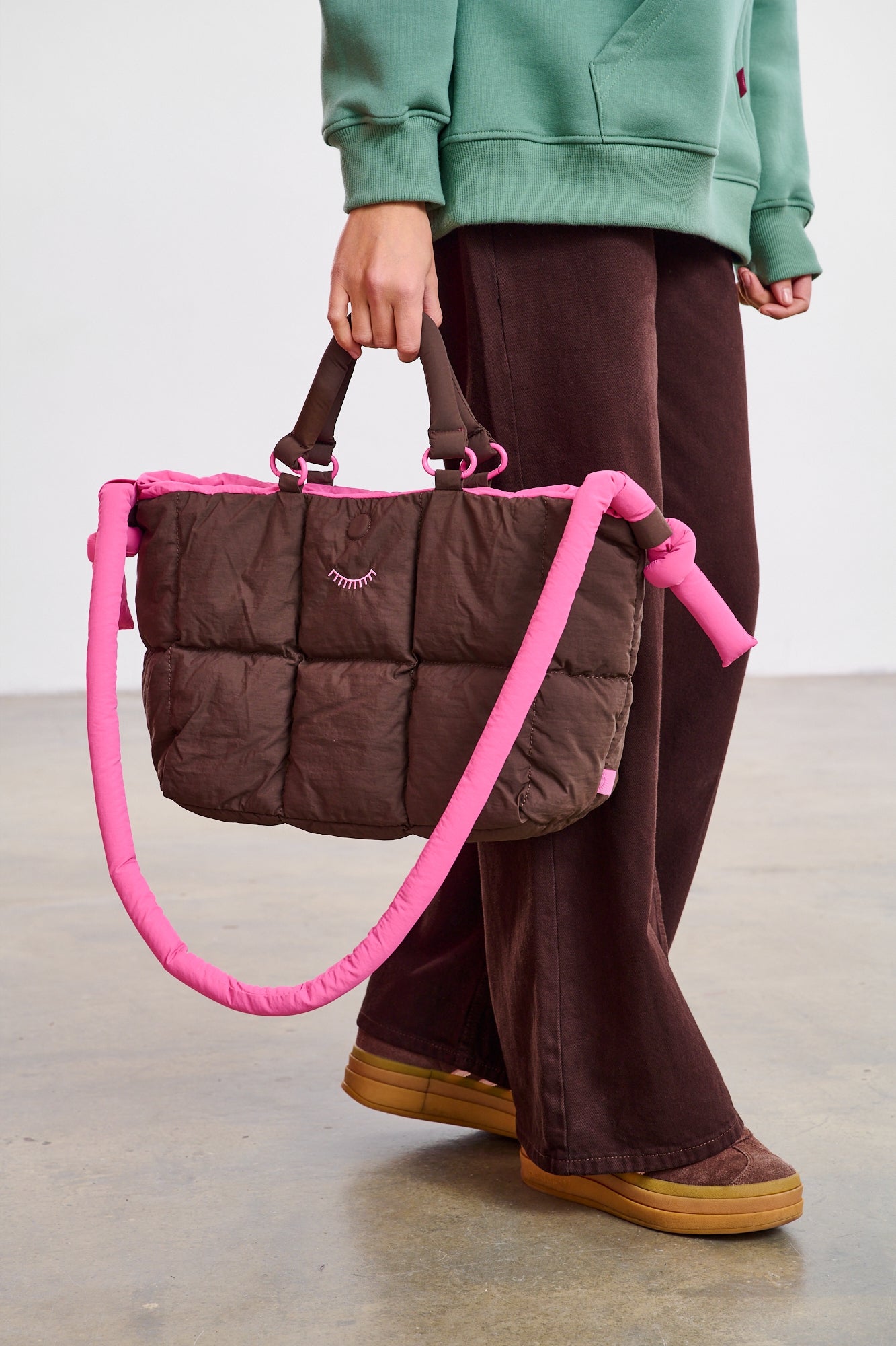 Pikowana torba dwustronna Rose Latte – NAOKO-STORE.pl