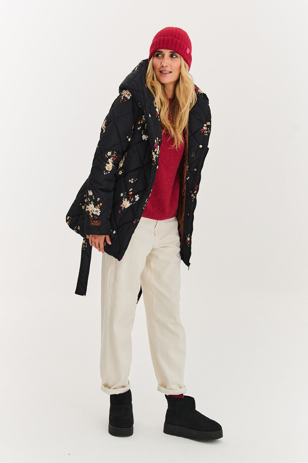Kurtka pikowana Anabelle Midnight Flora – NAOKO-STORE.pl