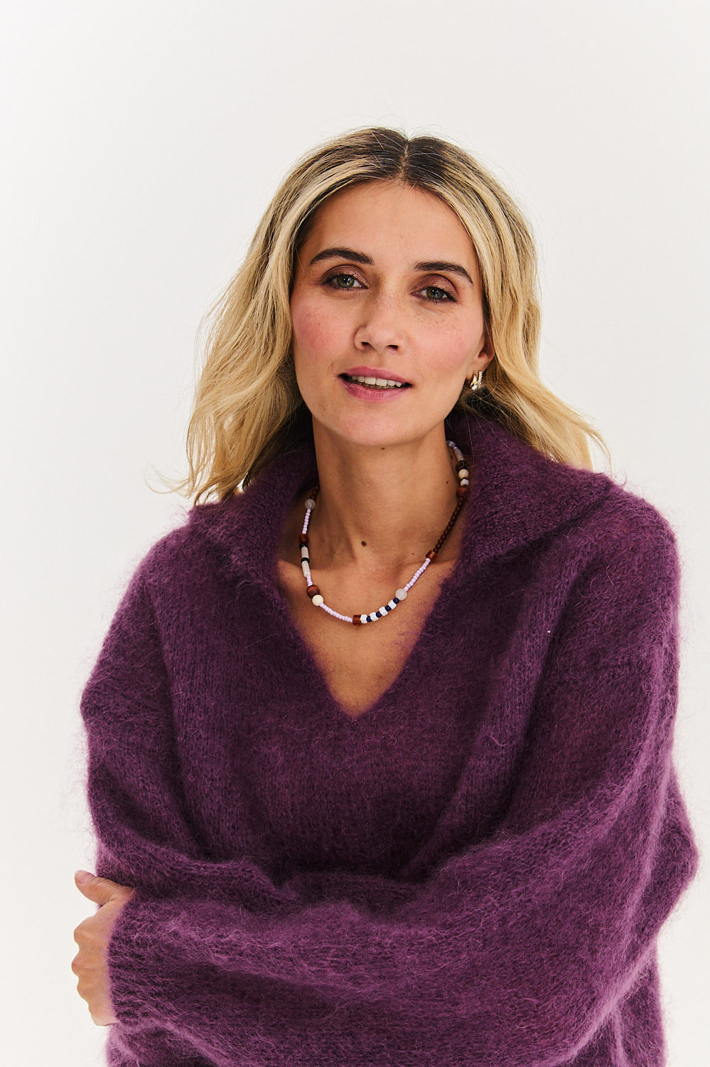 Sweter moherowy polo Vespera – NAOKO-STORE.pl